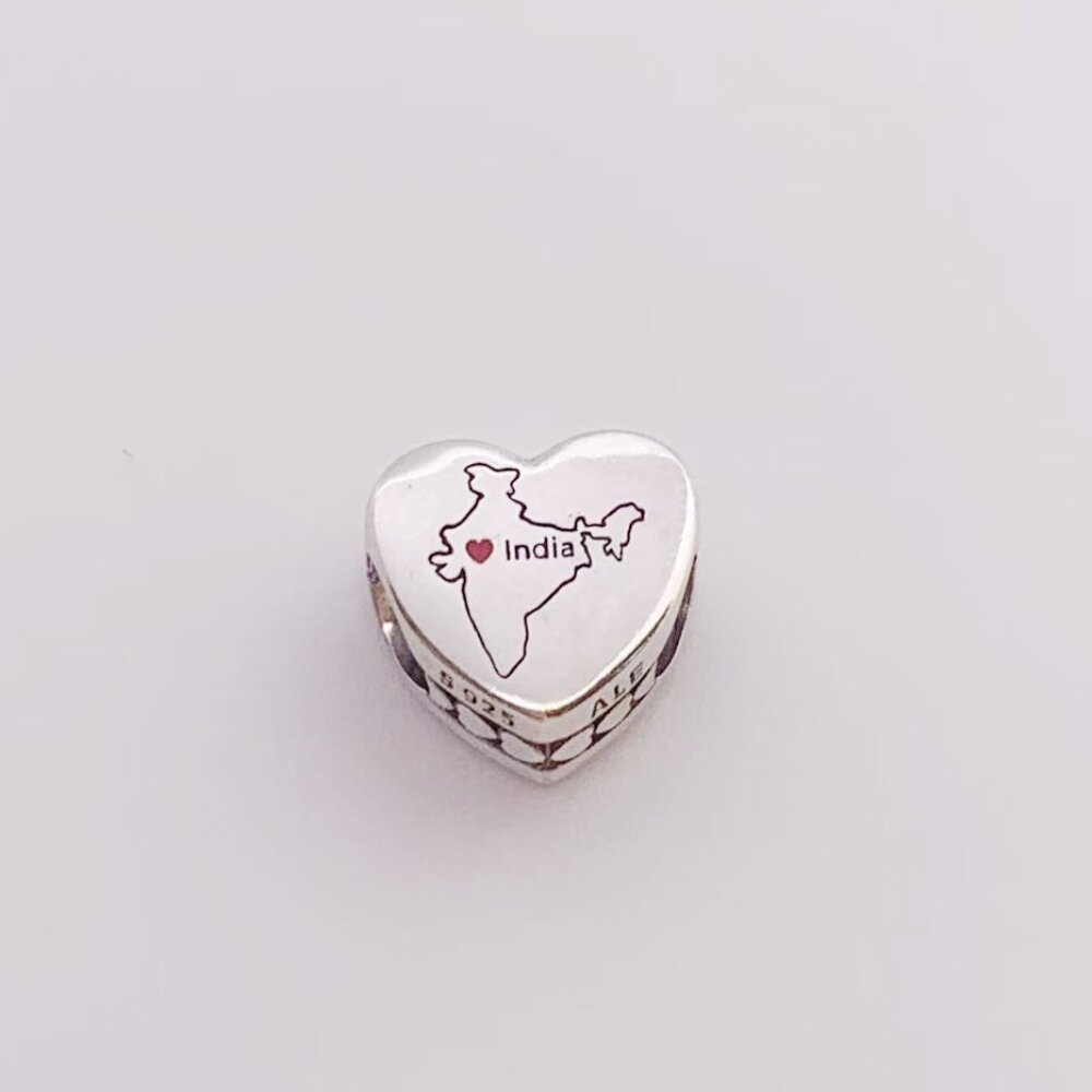 Pandora India Map I Love India Heart Charm - Gem